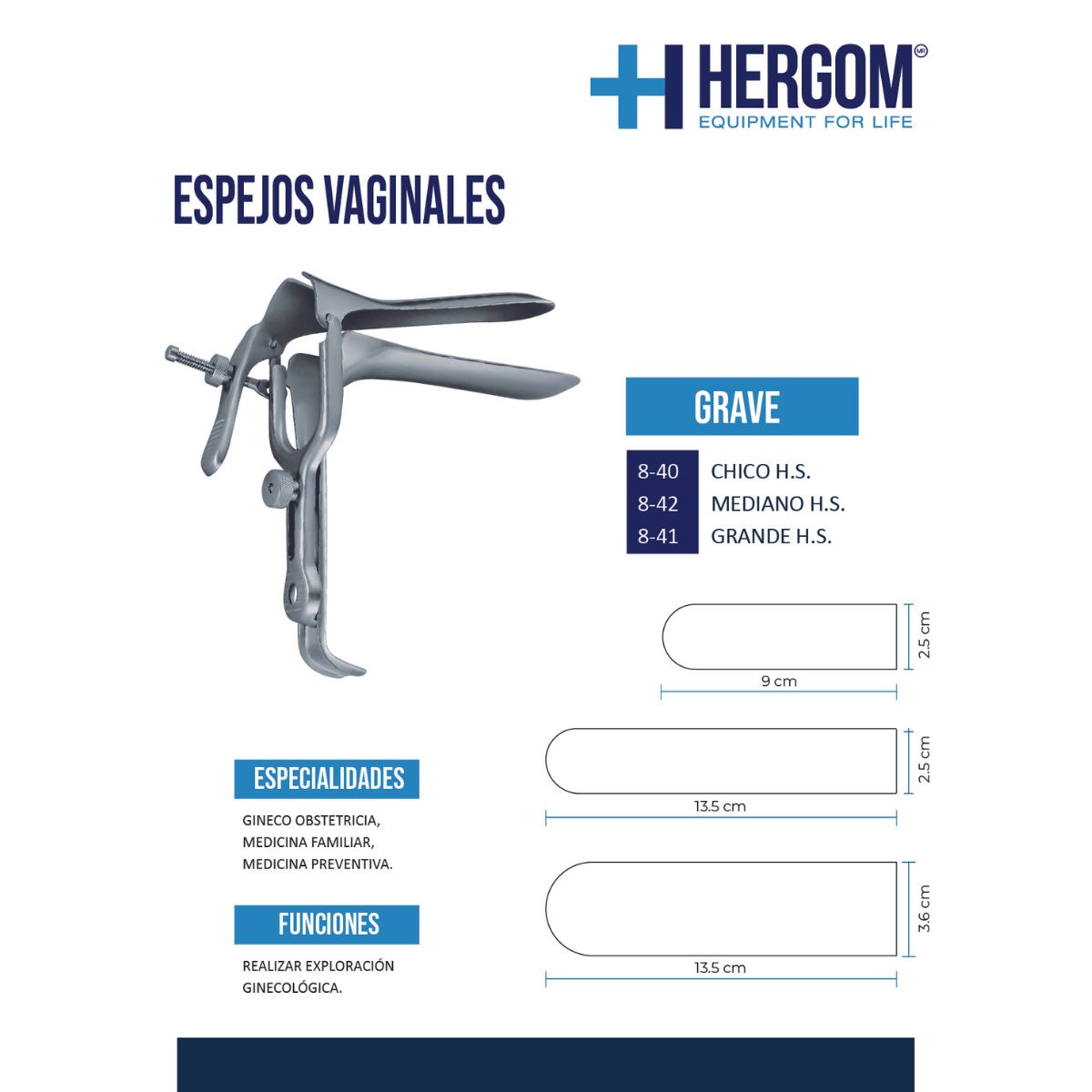 Espejo vaginal Grave - Marca Hergom – HERGOM MEDICAL