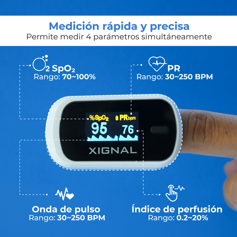 Oxímetro Portátil Xignal para Adulto y Niño | Pantalla OLED MD300C2 ...